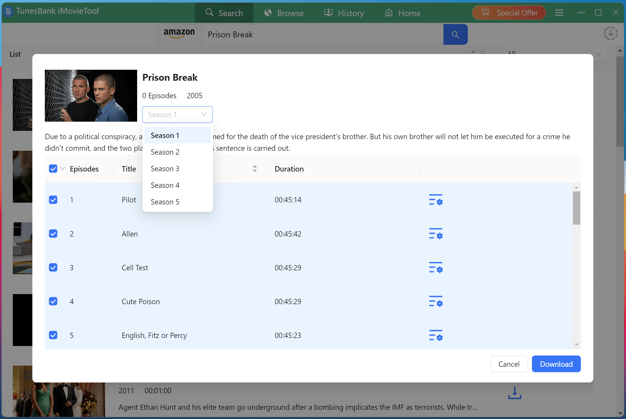 Tải xuống tất cả các tập phim Prison Break (Mùa 1-5) với chất lượng 1080P